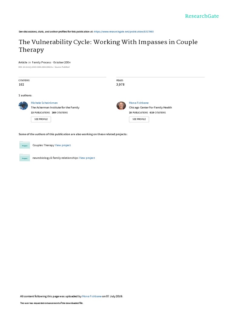 Understanding the Vulnerability Cycle in Couples | PDF | Psychological ...