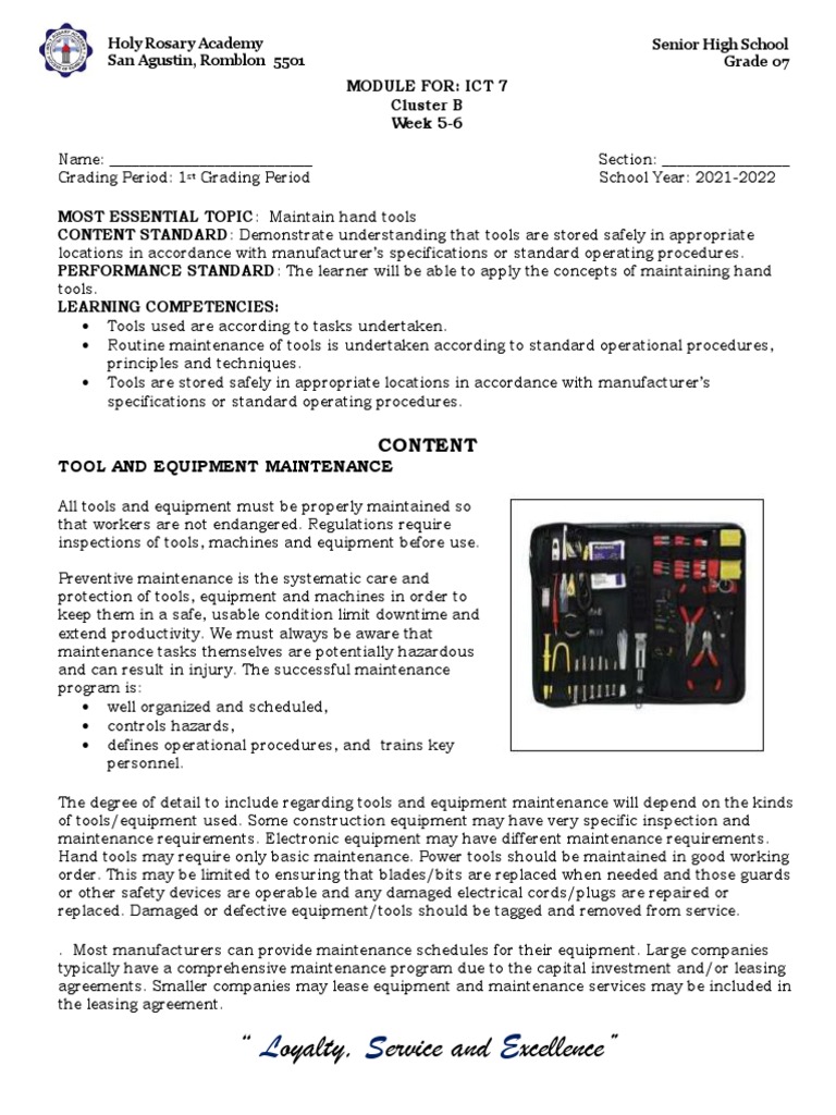 MOdule GRADE 7 ICT Week 5-6 | PDF | Tools | Educational Technology