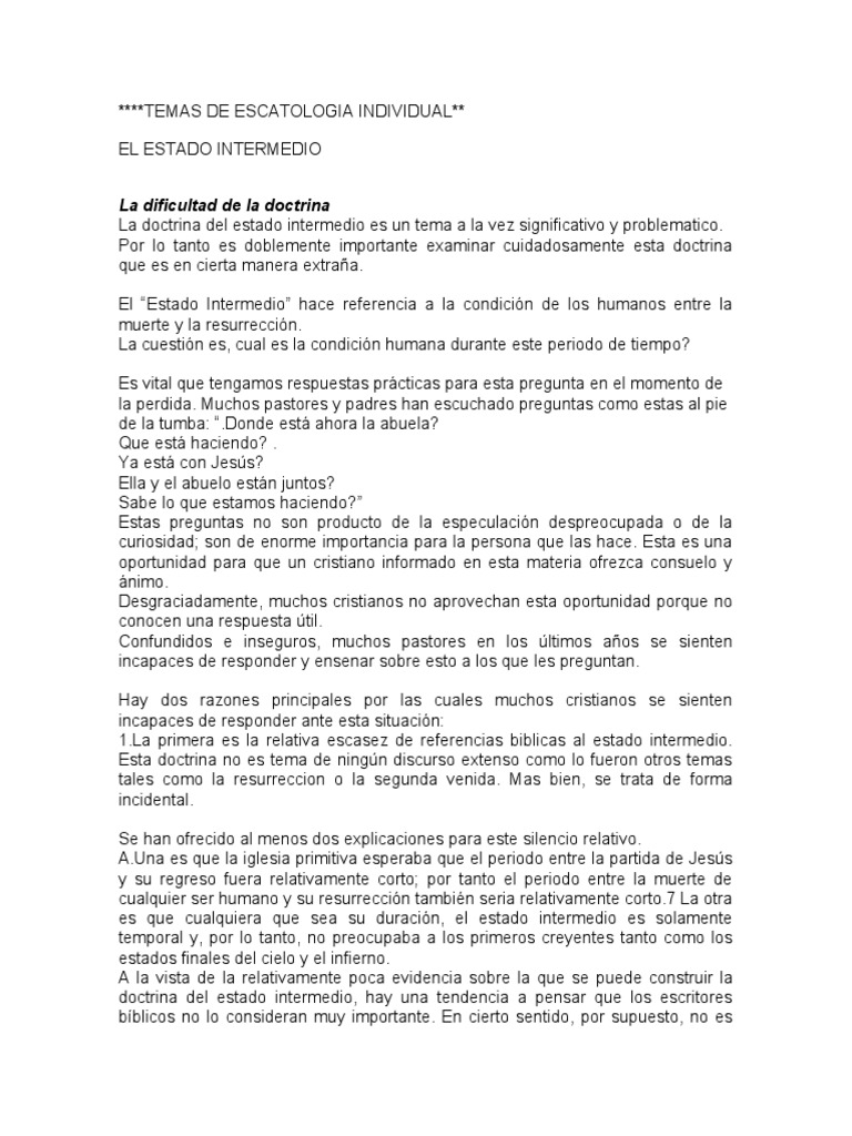 Estado Intermedio | PDF | Purgatorio | La resurrección de Jesús
