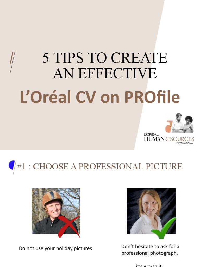 5 Tips To Create An Effective: L'Oréal CV On Profile | PDF