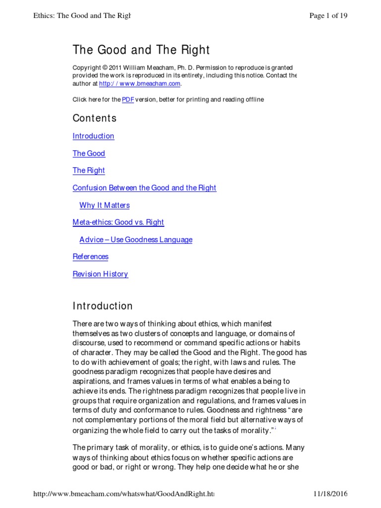 Good and Right | PDF | Utilitarianism | Morality