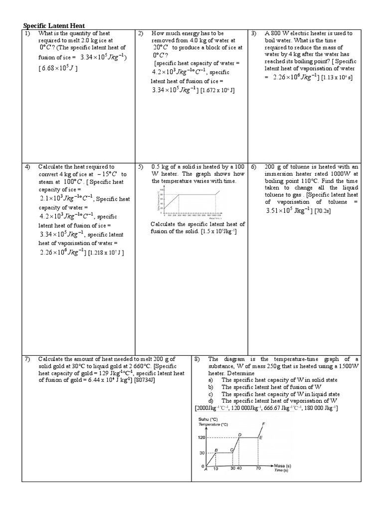 Specific Latent Heat Calculations | PDF | Heat | Latent Heat