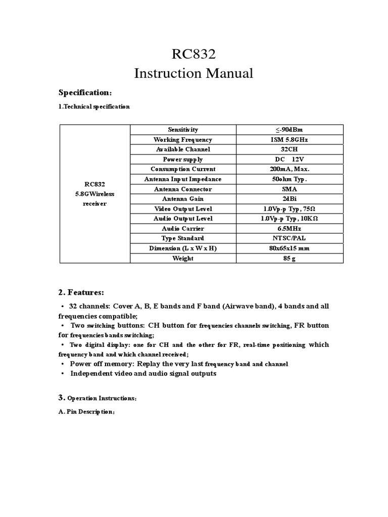 Skyzone RC832 TS832 Manual | PDF | Broadcast Engineering | Electrical ...