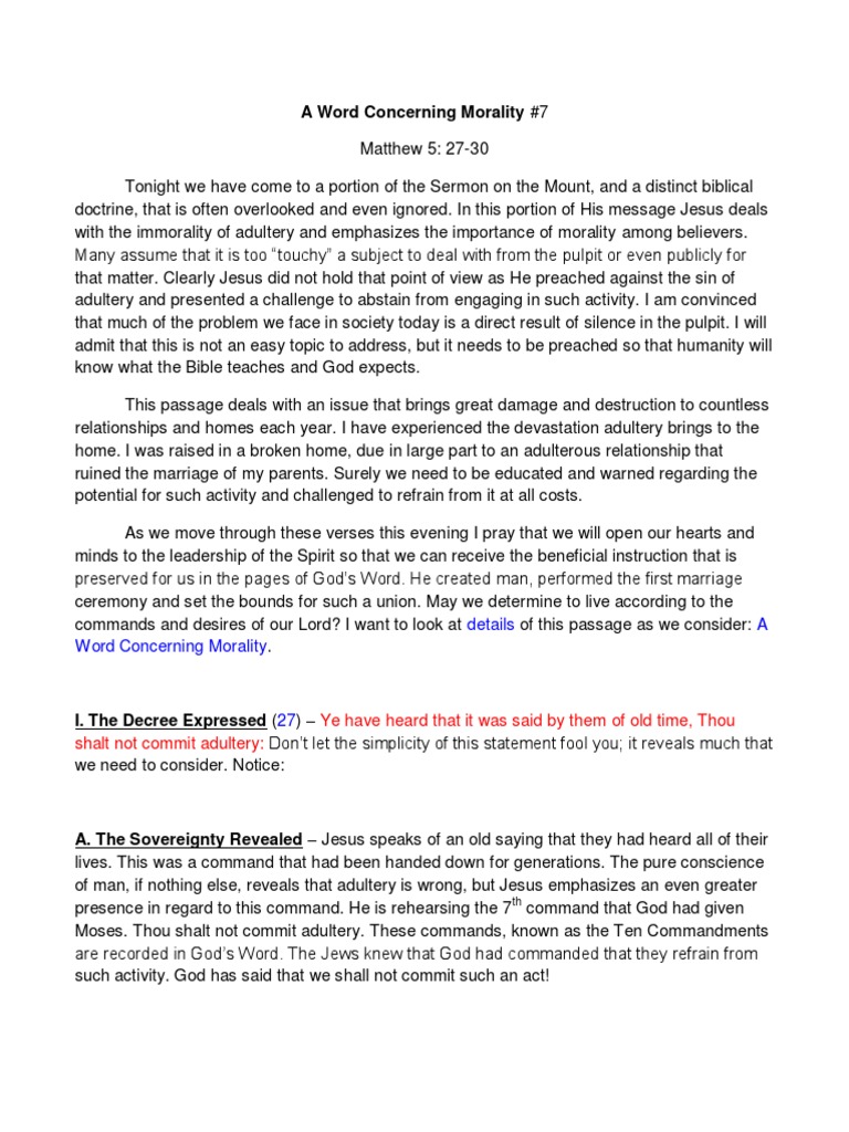 Details A Word Concerning Morality | PDF | Lust | Adultery