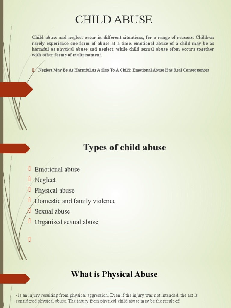 CHILD ABUSE Presentation | PDF | Child Abuse | Psychological Abuse
