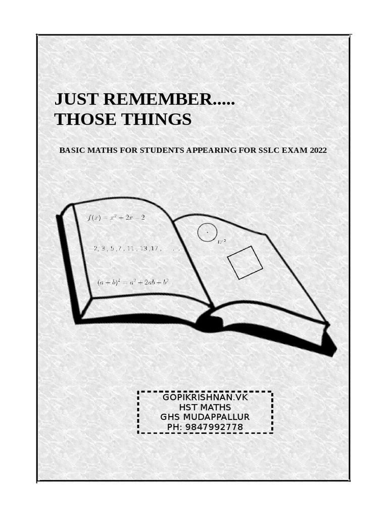 Basic Maths For SSLC BATCH 2022 Part1 (E) | PDF | Numbers | Square Root