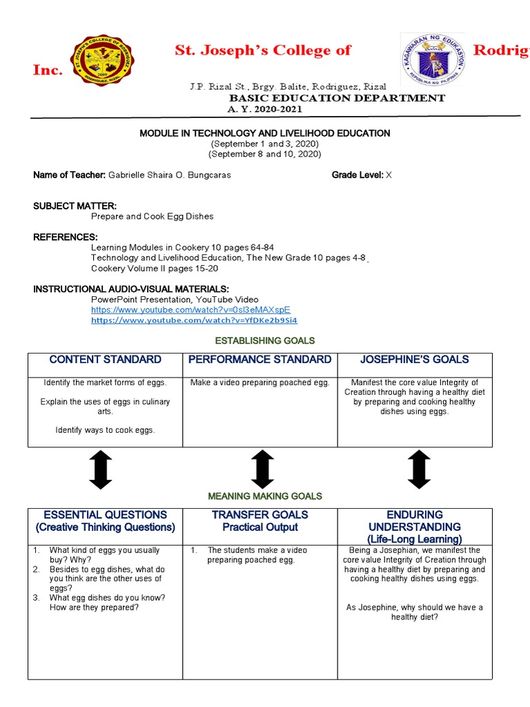 Tle-Final 1st Quarter Tle-Grade 10 Module Lesson 2 Sept. 1 and 3, Sept ...