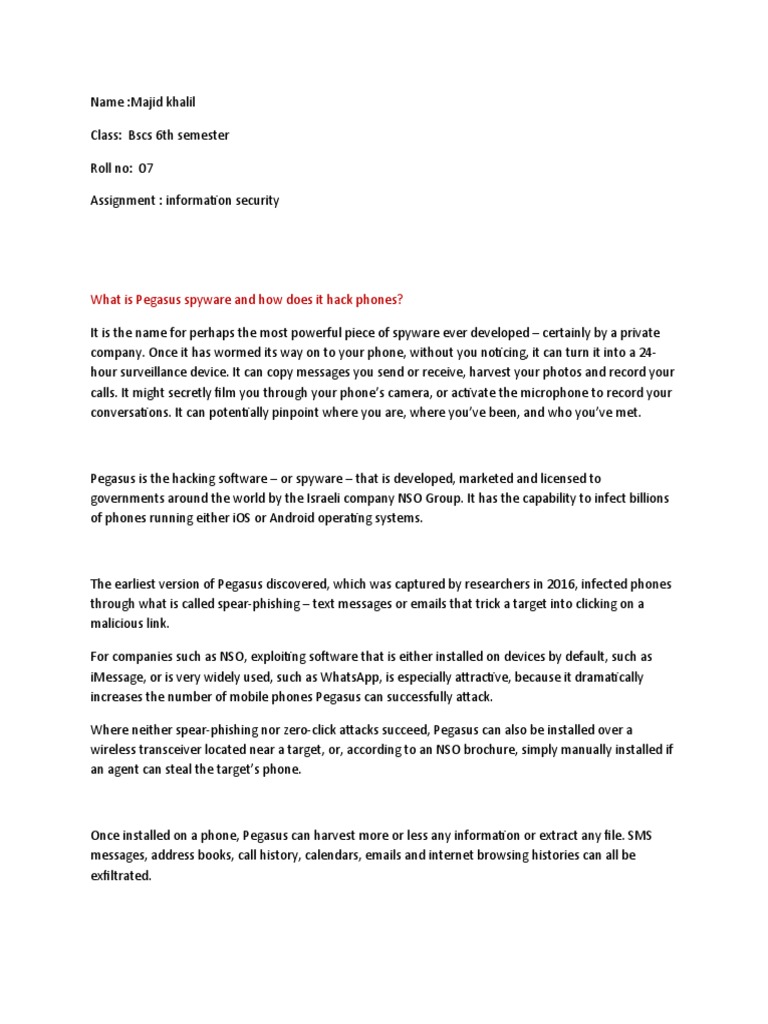 What Is Pegasus Spyware and How Does It Hack Phones? | PDF