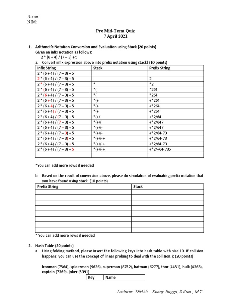 Data Structures-Quiz Pre UTS | PDF | Computer Science | Data Management