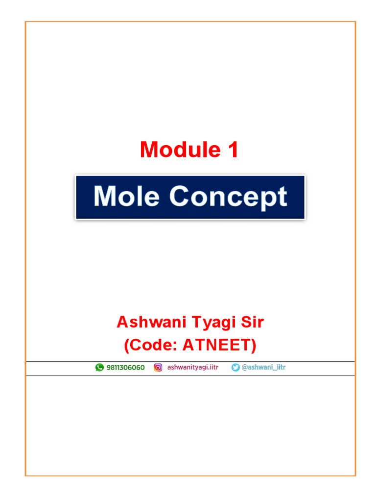 Mole Concept Module | PDF | Mole (Unit) | Molecules