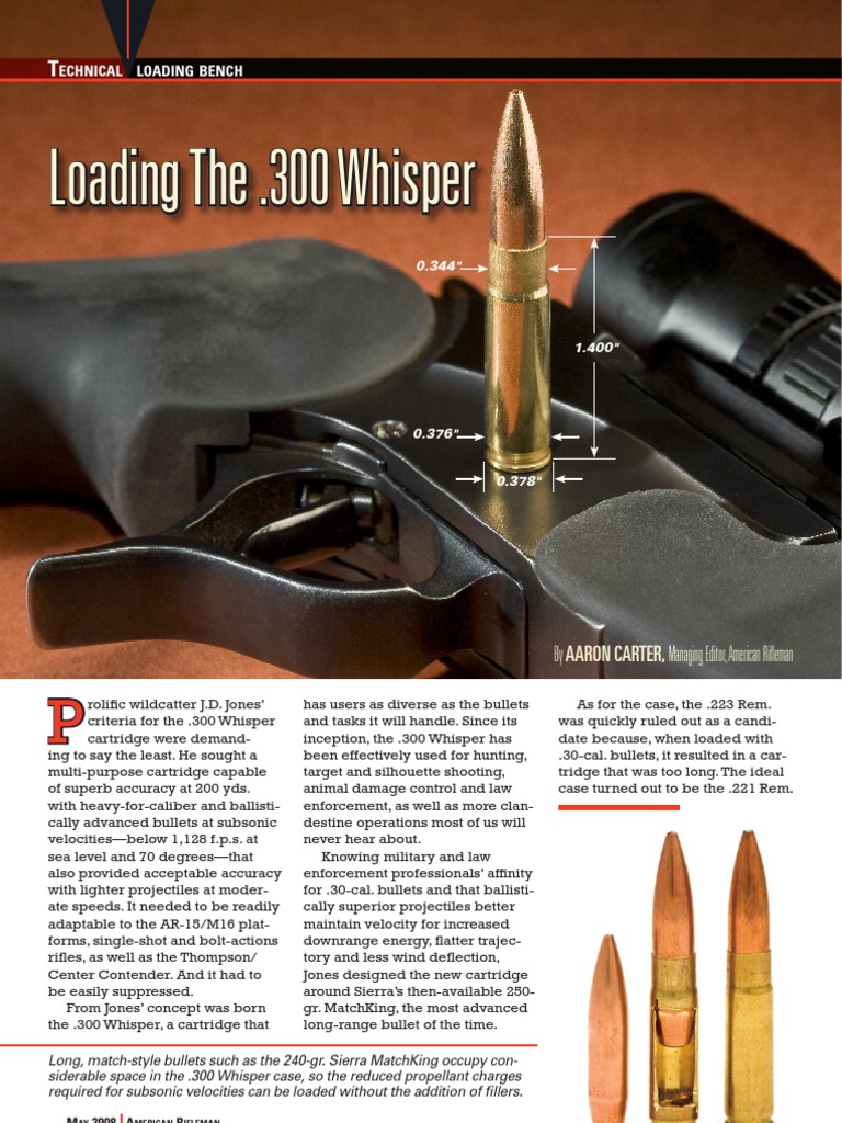 .300 Whisper Cartridge Overview | PDF | Bullet | Cartridge (Firearms)