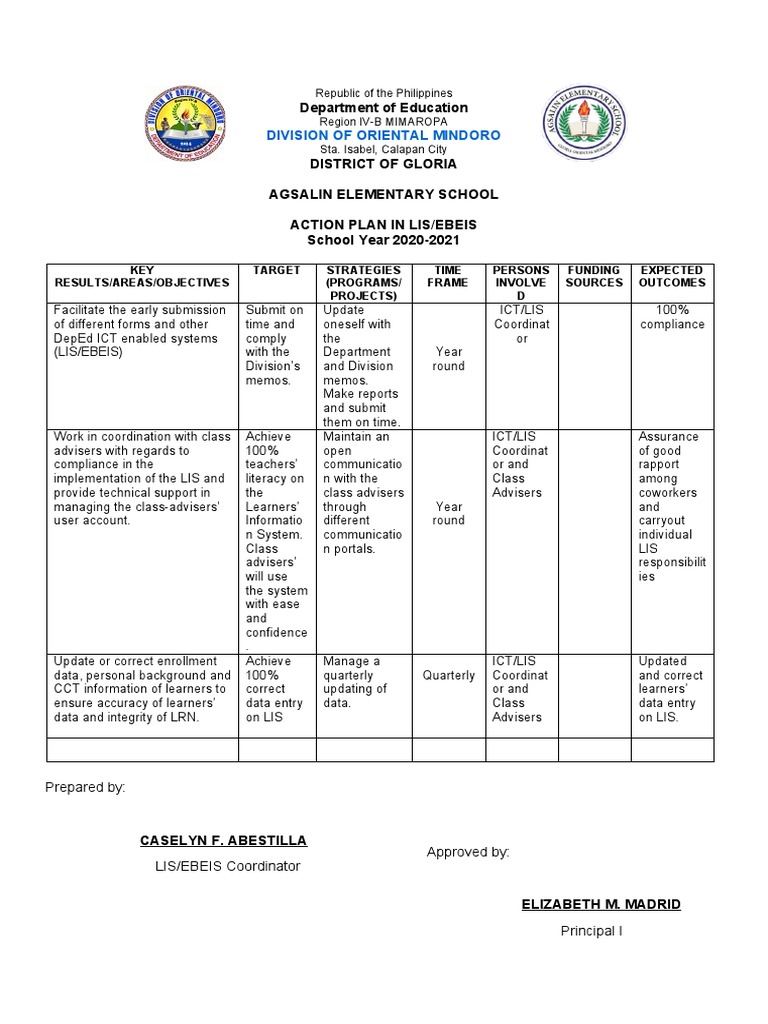 Lis Action Plan | PDF | Information Technology | Communication