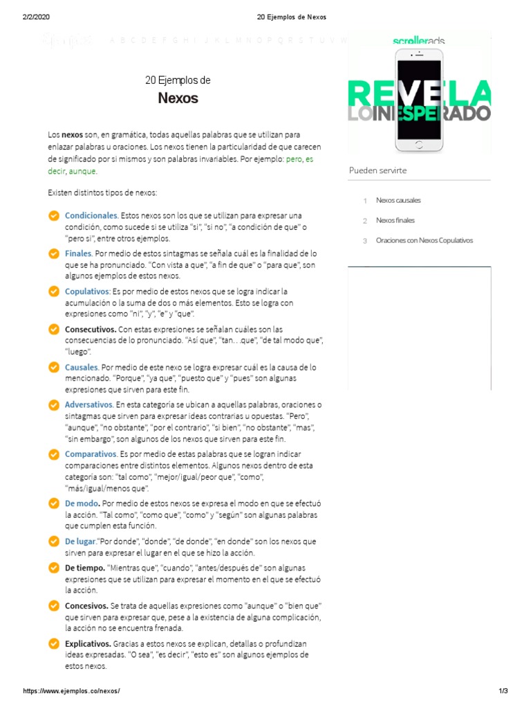 Conectores, Conjunciones, Nexos y Relacionantes | PDF | Semántica ...