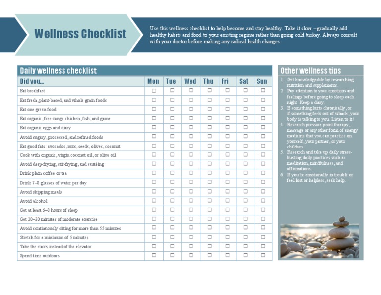 Daily Wellness Checklist Other Wellness Tips | Download Free PDF ...