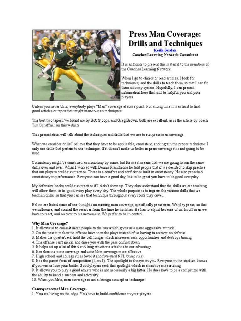 Press Man Coverage | PDF | American Football | Team Sports