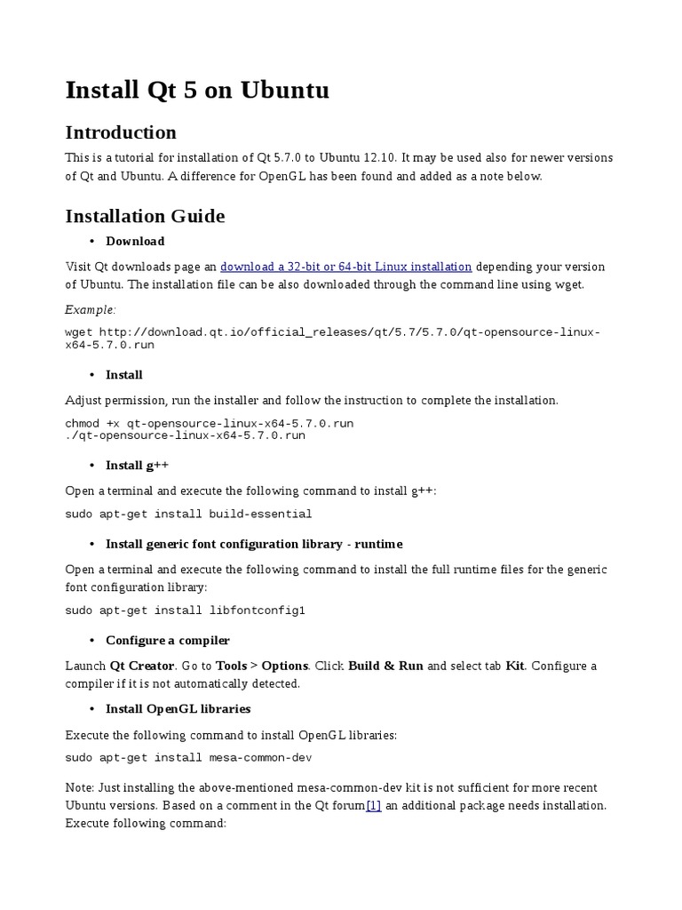 Install QT 5 On Ubuntu: Download | PDF | Computer Engineering | System Software