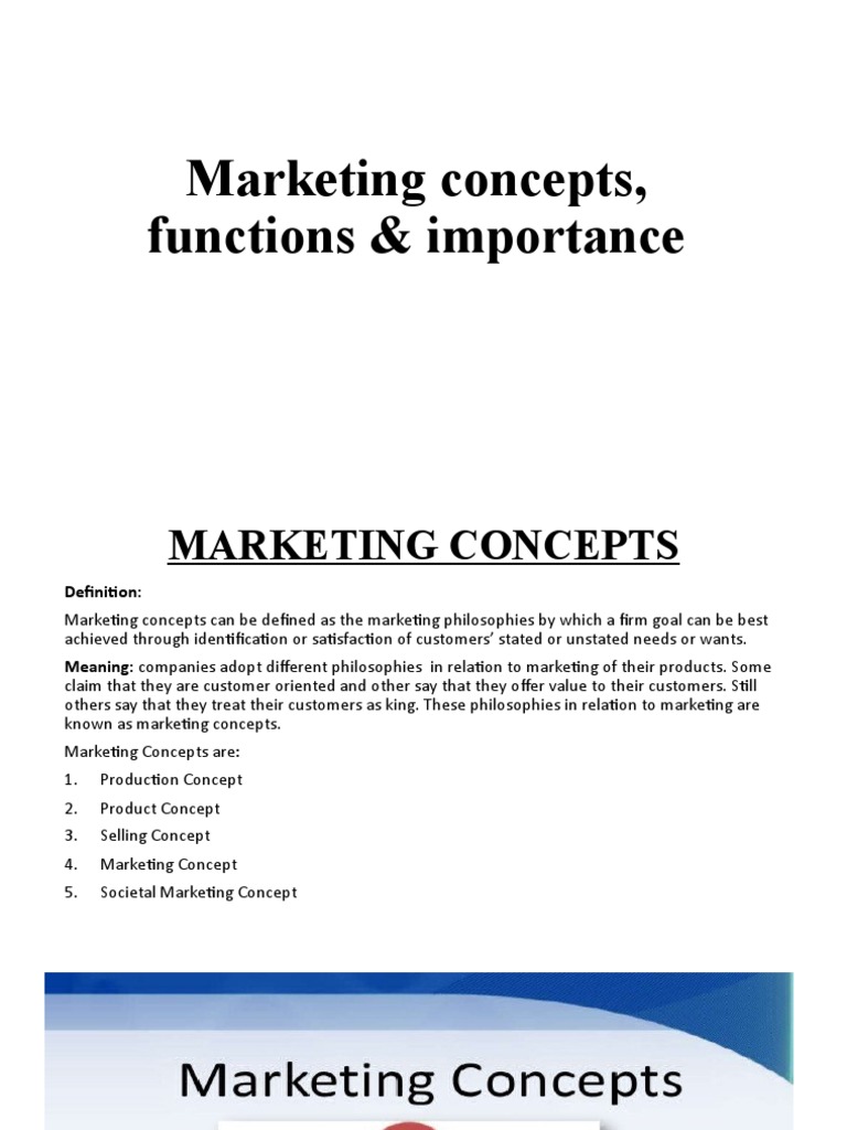 Understanding Marketing Concepts, Functions, and Importance | PDF ...