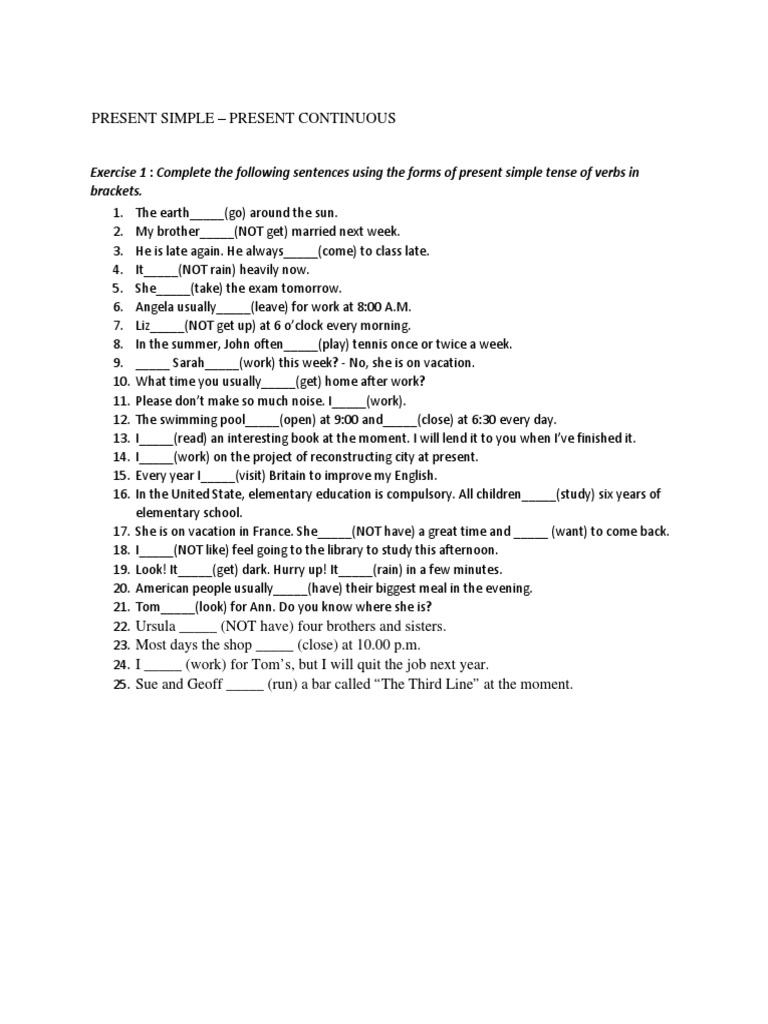 Exercise - Present Simple PDF | PDF