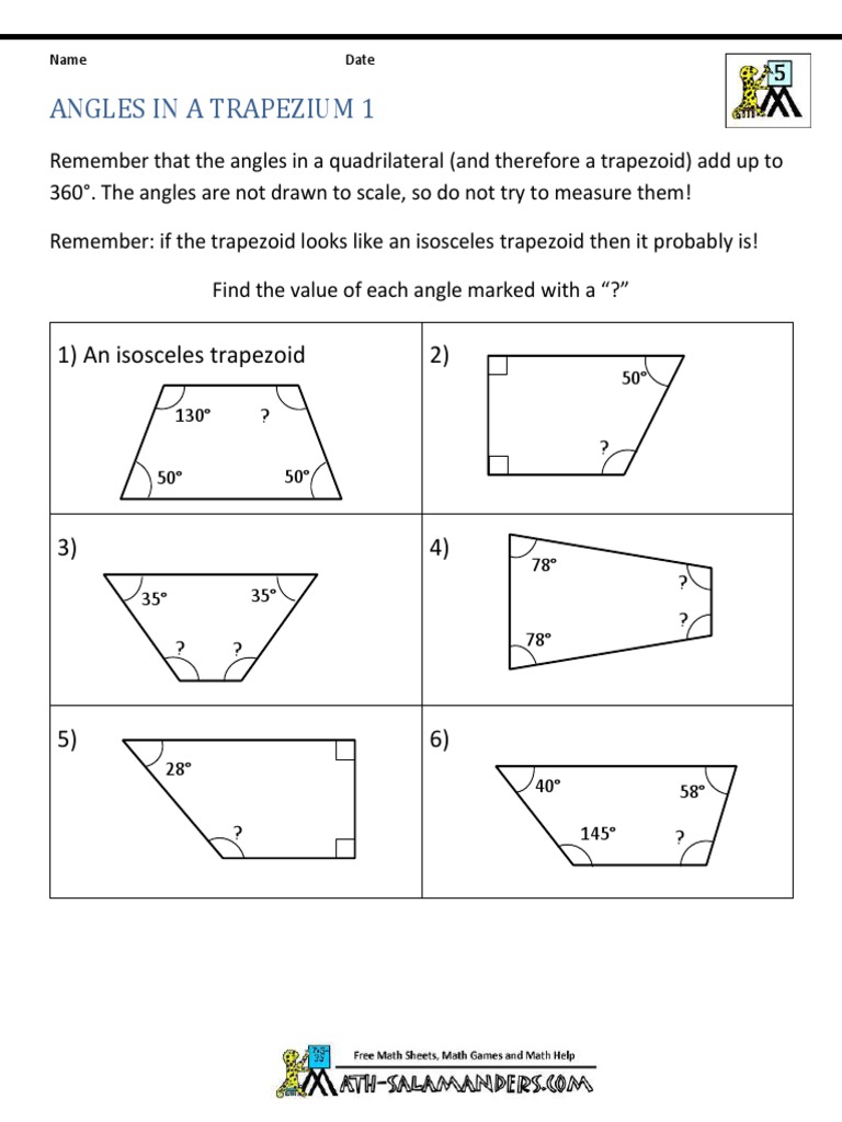 Angles in A Trapezium 1 | PDF