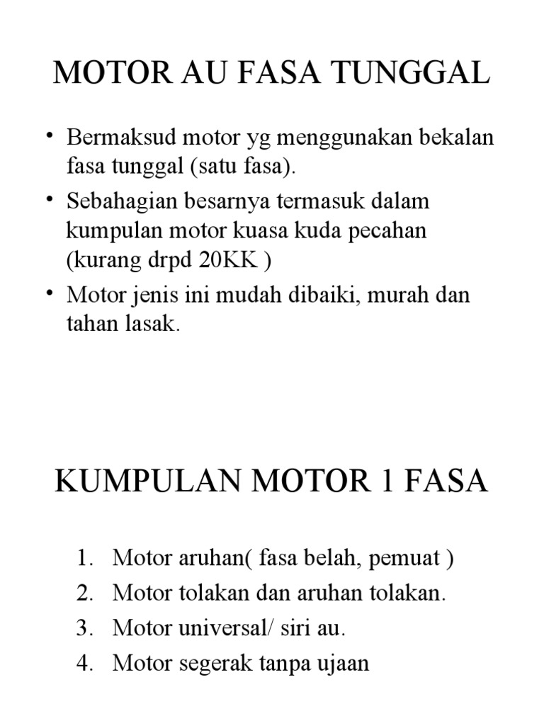 Motor Au Fasa Tunggal | PDF