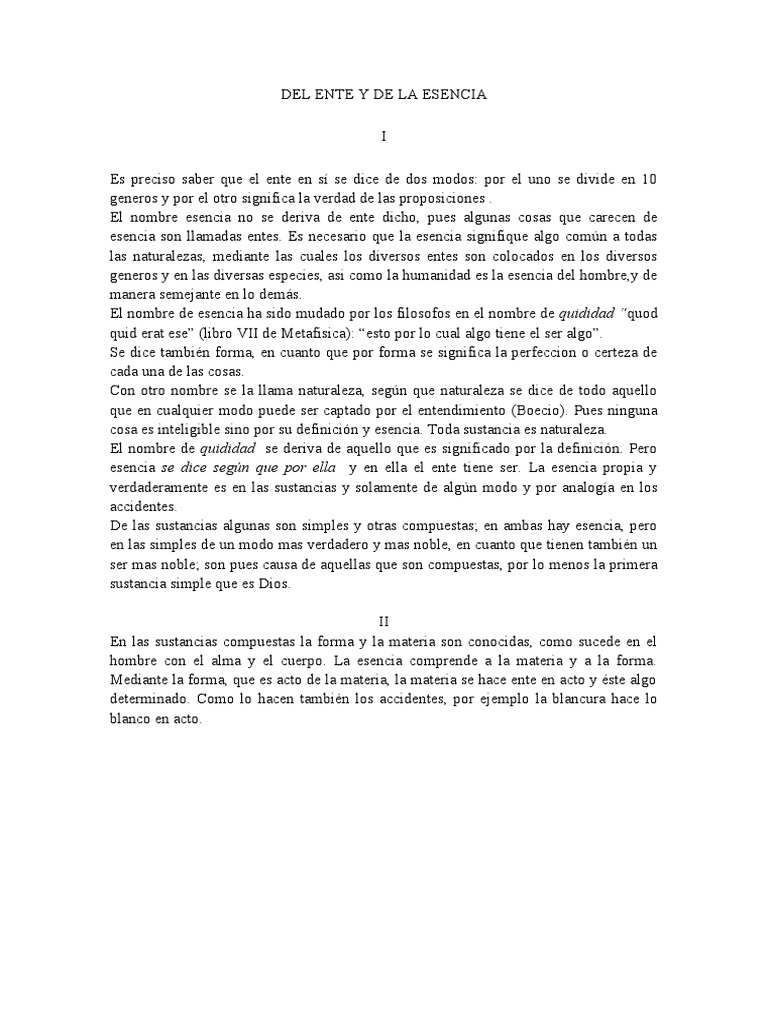 Esencia y Ente: Conceptos Filosóficos | PDF | Ciencia y matemáticas ...