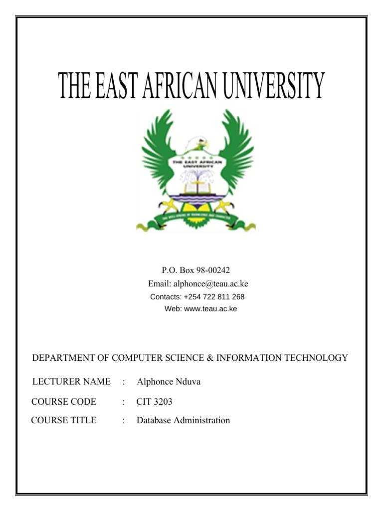 Cit 3203 Database Administration Notes Pdf Databases Relational Database
