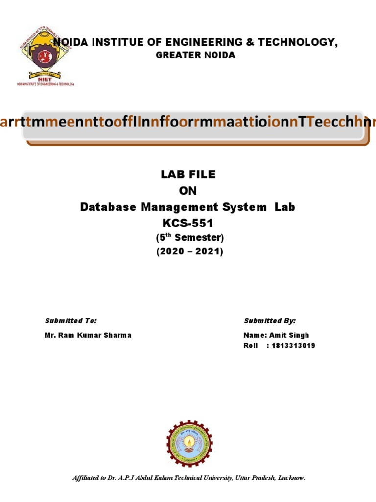 DBMS FILE Amit Singh | PDF | Relational Database | Sql DBMS FILE Amit Singh | PDF | Relational Database | Sql