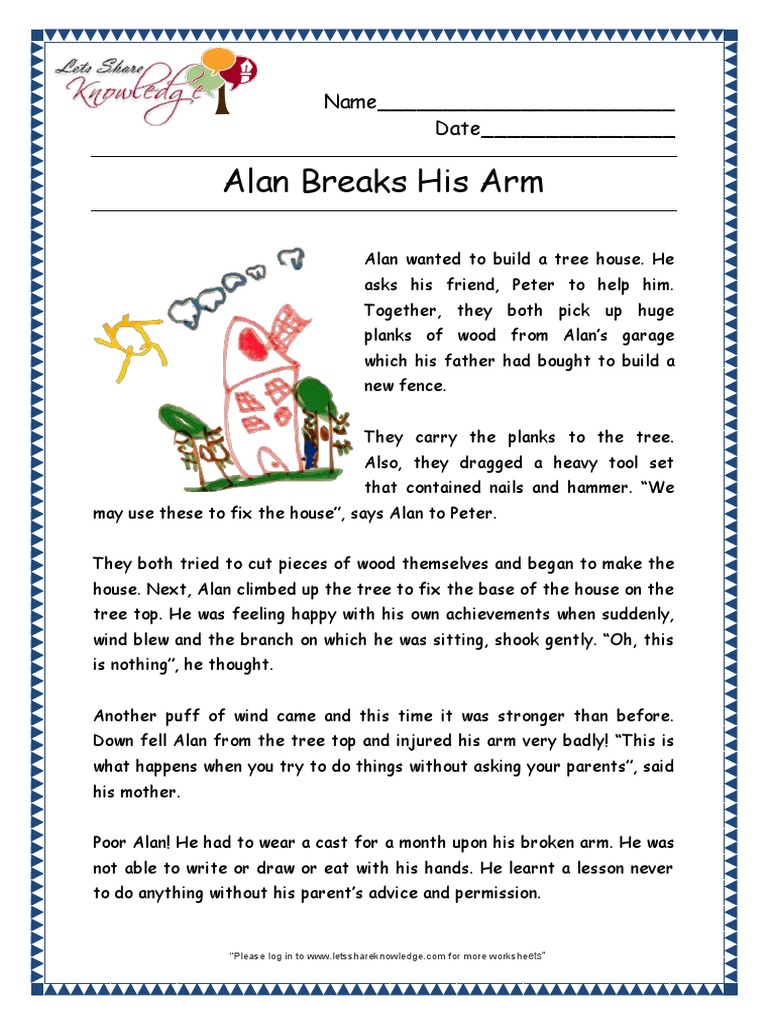 Alan Arm Grade 2 Comprehension Worksheet | PDF