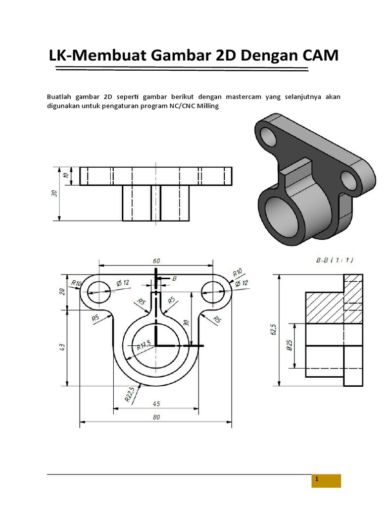 Gambar 2D untuk CNC Milling dengan Mastercam | PDF