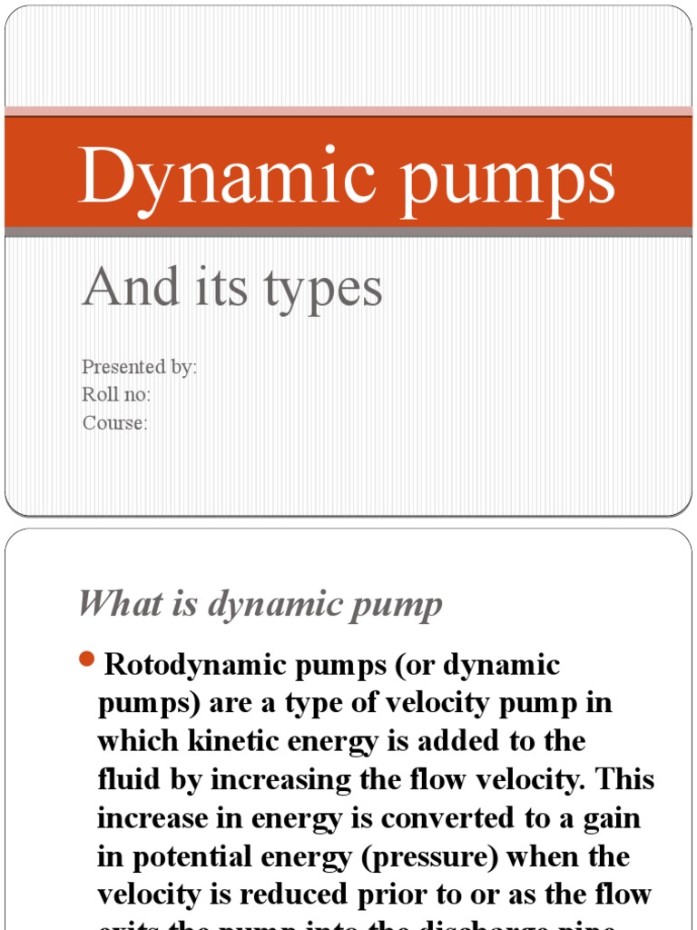 Dynamic Pumps: and Its Types | PDF | Pump | Chemical Engineering