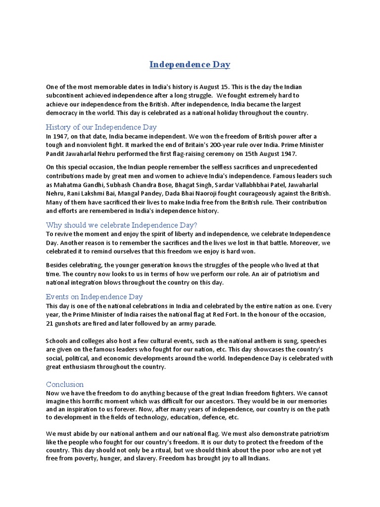 History of Our Independence Day | PDF | Jawaharlal Nehru | British Raj