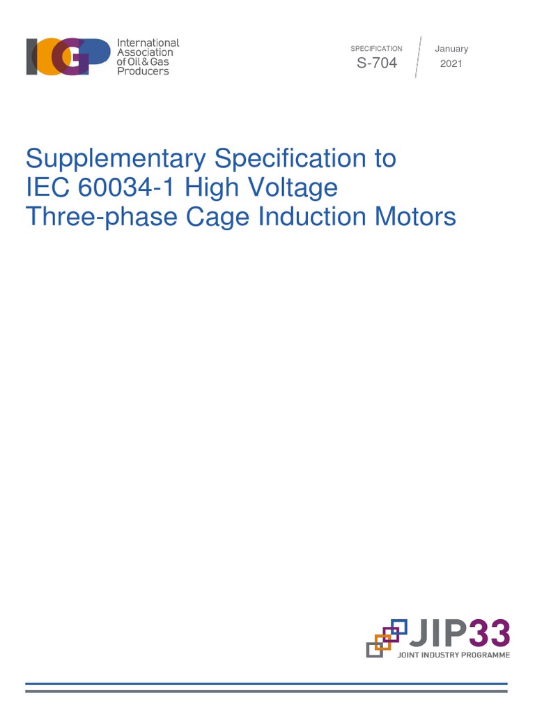 Supplementary Specification To IEC 60034-1 High Voltage Three-Phase ...