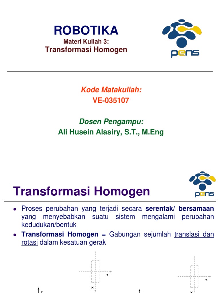 Matriks Transformasi Homogen 3D | PDF