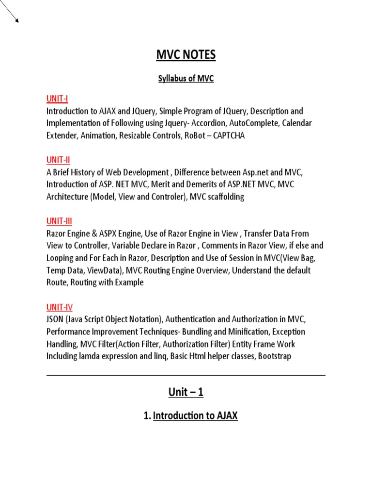 MVC Notes | PDF | Ajax (Programming) | J Query