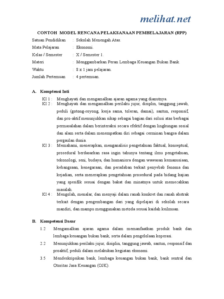 Contoh RPP Bab 1 KP 2 | PDF | Karier & Perkembangan