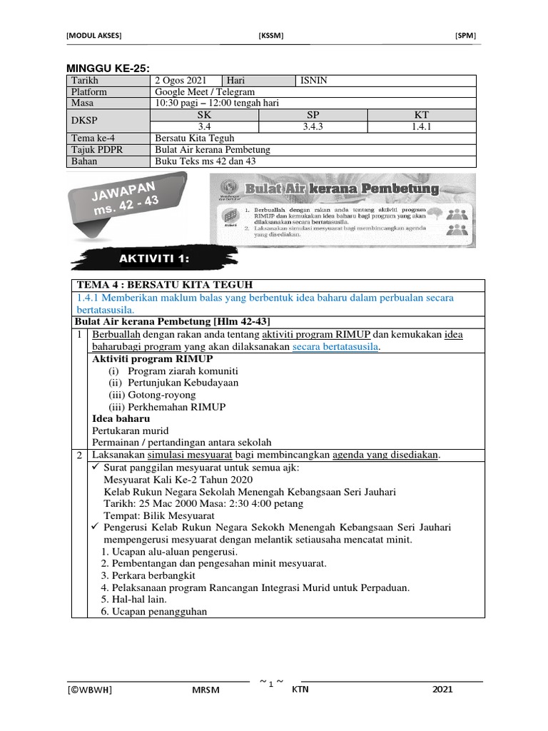 BM T5 - M25 2 Ogos 2021 | PDF