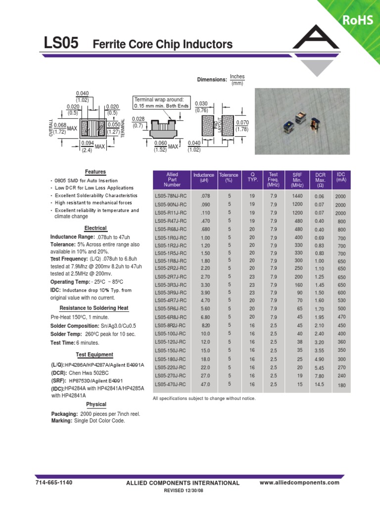 Datasheet | PDF | Inductor | Electrical Components