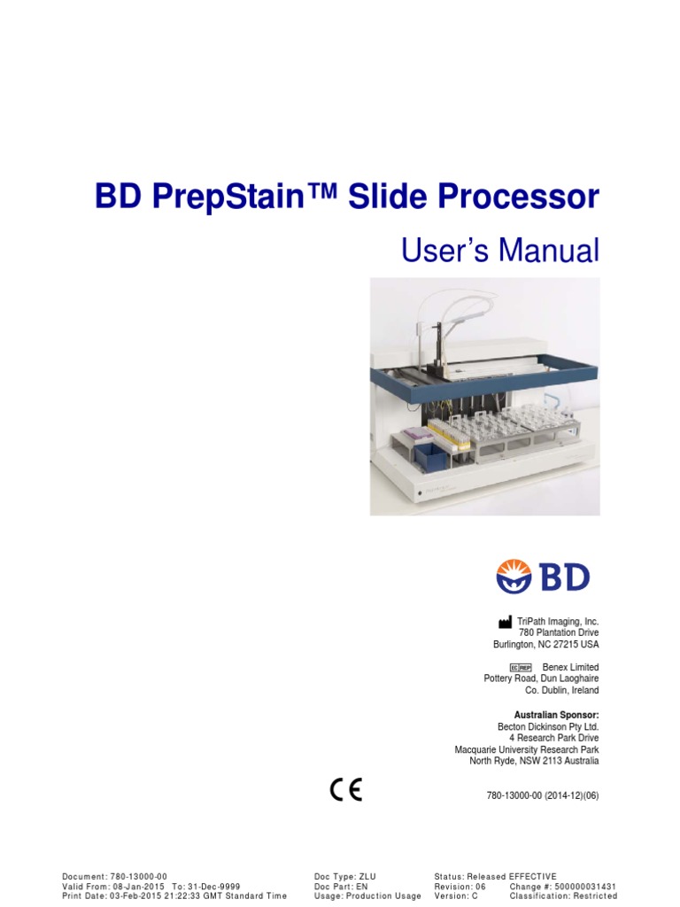 780-13000-00 - Rev 06 - BD PrepStain Slide Processor User's Manual ...