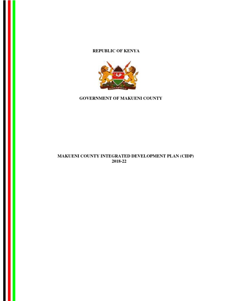 Makueni County Integrated Development Plan 2018-2022 | PDF ...