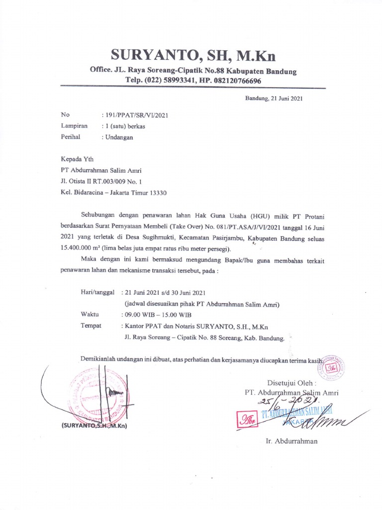 Undangan Pt. Protani | PDF