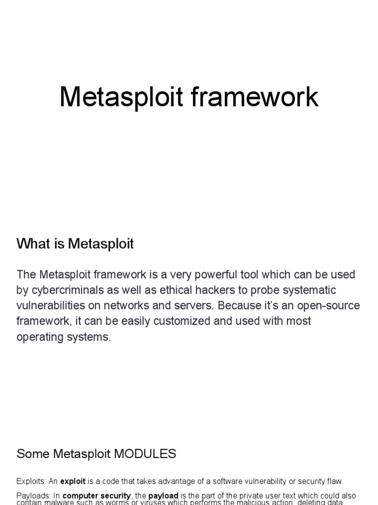 Metasploit Framework | PDF