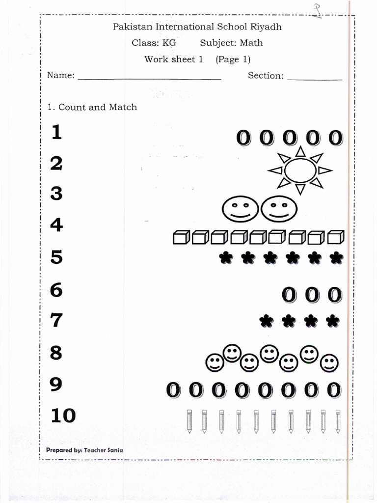 Math Worksheet Class KG | PDF