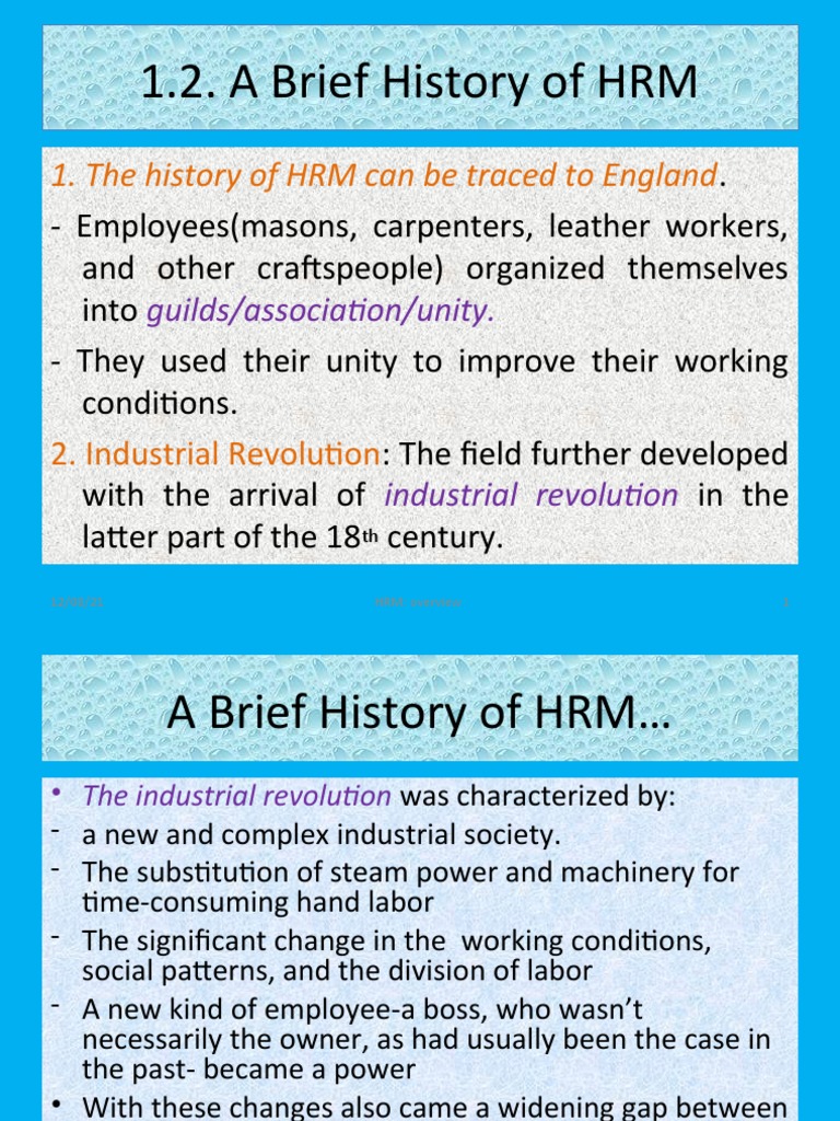 A Brief History of HRM | PDF | Human Resource Management | Industrial ...