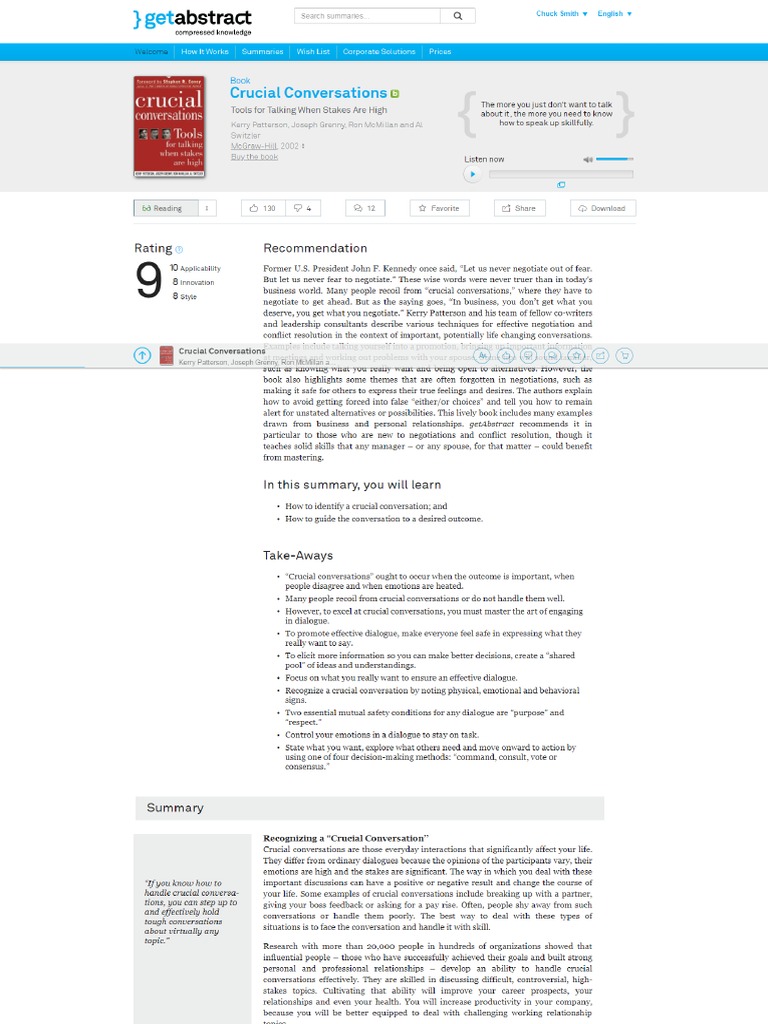 Crucial Conversations Book Summary | PDF