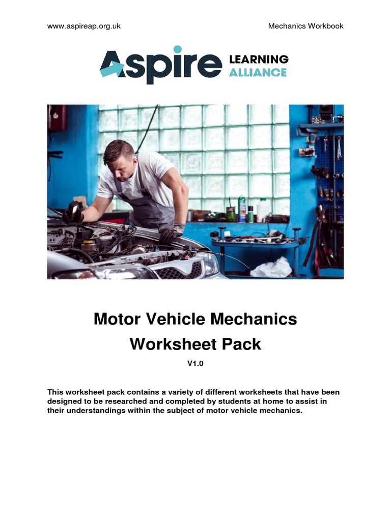 Motor Vehicle Mechanics Worksheet Pack | PDF | Brake | Vacuum Cleaner