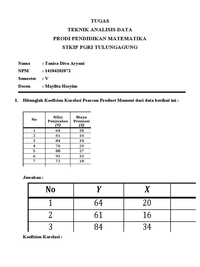 TUGAS Teknik Analisis Data 1 | PDF