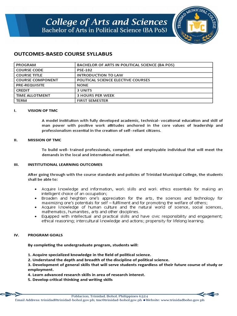 Outcomes-Based Course Syllabus | PDF | System | Science