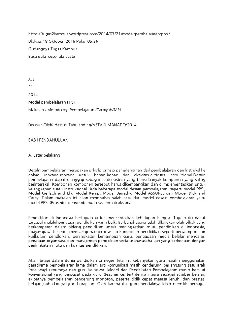 Model Pembelajaran PPSI | PDF | Karier & Perkembangan