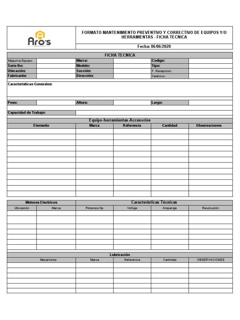 Formato Mantenimiento Preventivo y Correctivo de Equipos o Herramientas | PDF