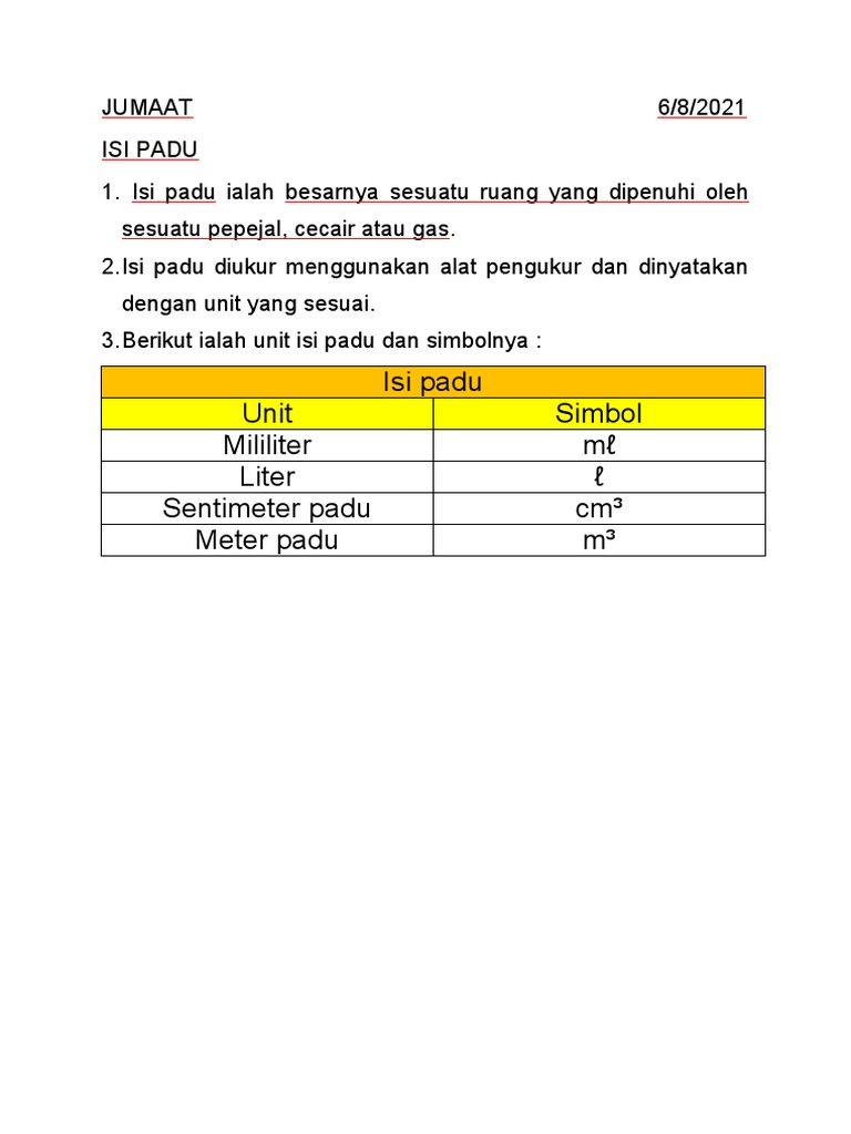Nota Isi Padu Dan Mengukur Isi Padu Kotak Lohong | PDF